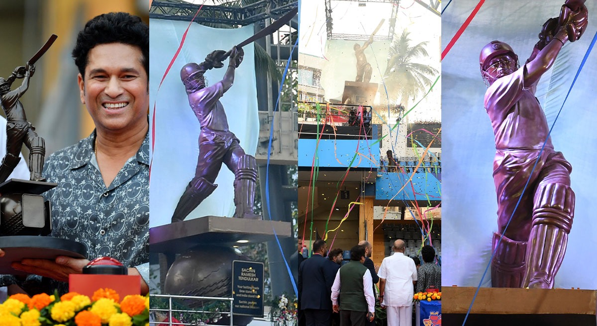 Sachin Tendulkar statue unveiled at Wankhede Stadium in Mumbai